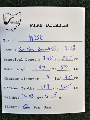 MBSD Deluxe Oom-paul Block Meerschaum Pipe Briar-Mortise Acrylic Stem ...