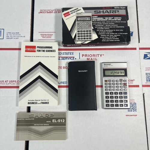 Sharp EL-512-T Scientific Calculator +orig box, case, manuals - WORKS ...