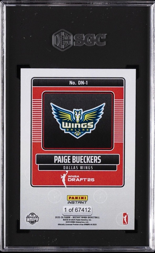 PAIGE BUECKERS 2025-26 PANINI INSTANT WNBA DRAFT NIGHT #DN-1 ROOKIE RC ...
