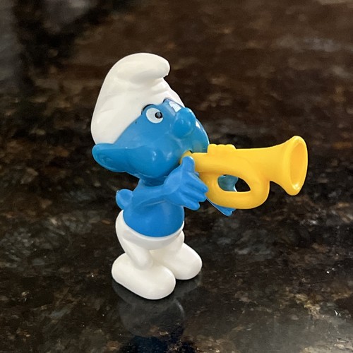 Smurfs Trumpet Smurf Playing Jazz Horn Trumpeter Rare Vintage Figurine ...