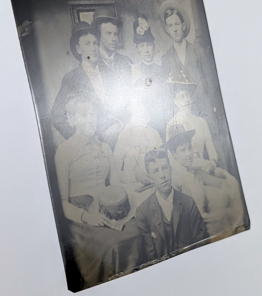 1/4 Plate Tintype Group Photo Men Women Victorian Fashion Troy PA 1884 ...