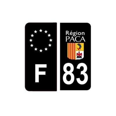 4 stickers - 83 Var Région PACA logo 2 et F Europe noir sticker ...