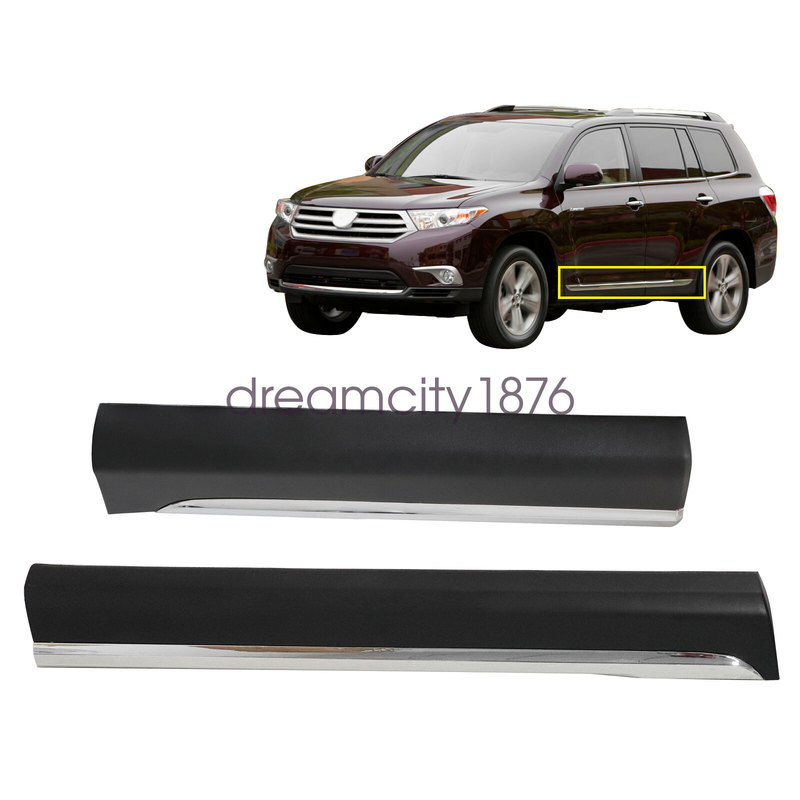 2X Front Left & Rear Left Side Door Molding For 2011 2012 2013 Toyota ...