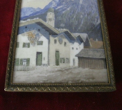 Kleines Porzellanbild von Hans Frey München Gemälde Porzellan ca. 7 x 9 ...