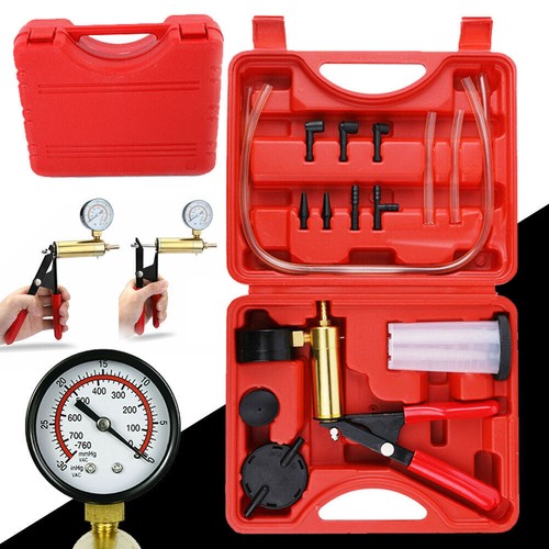 HAND VACUUM PUMP HELD BRAKE BLEEDER TESTER SET BLEED CAR MOTORBIKE ...