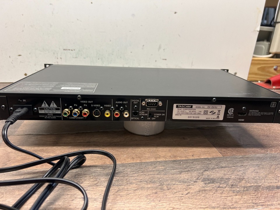 TASCAM BD-01U Rack Mountable Professional Studio DVD Player No Remote ...