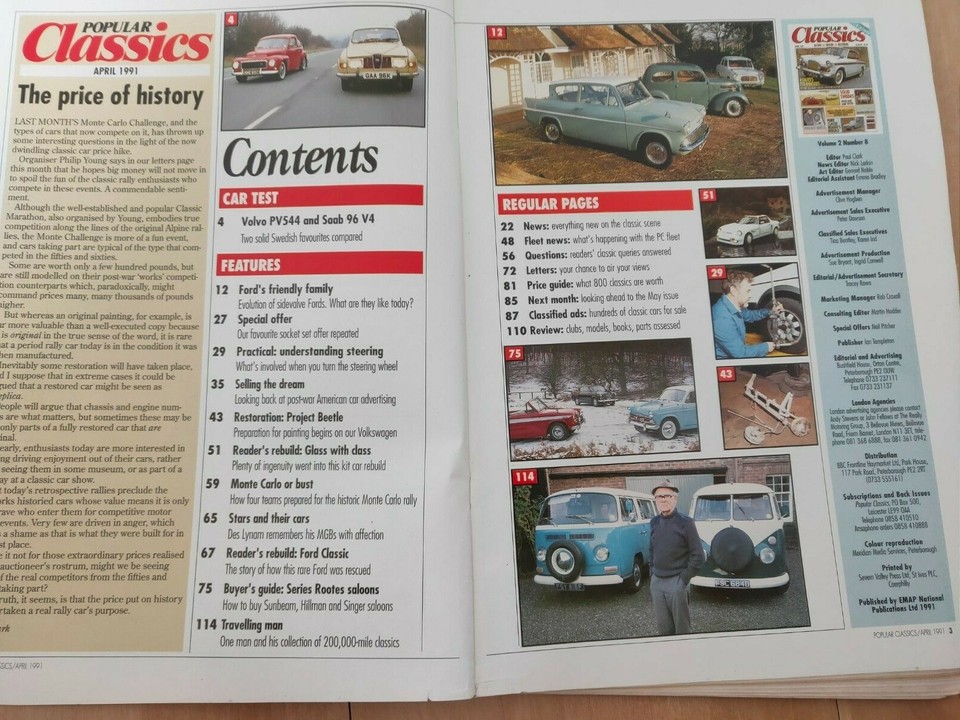 Popular Classics Magazine April 1991 - Hillman Singer Sunbeam, Volvo ...