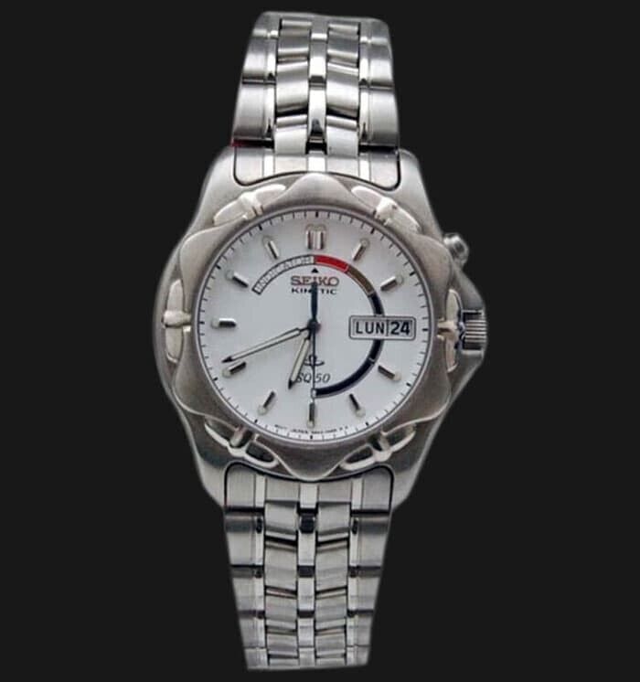 Seiko Kinetic SKJ019 White Dial Power Storage Indicator Cal.5M43 New ...