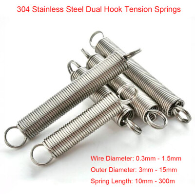 304 Stainless Steel Dual Hook Tension Springs Wire Dia 0.3~1.5mm ...