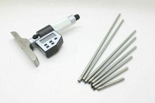 0-8" Digital Electronic Depth Micrometer Set 0-200mm Gauge Carbide LCD ...