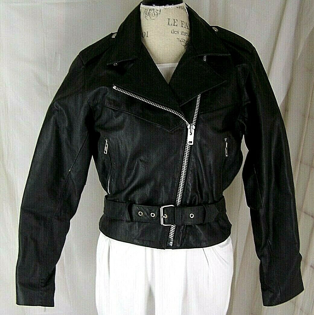 MOB Leather Black Perfecto Biker Jacket Belted Double… - Gem