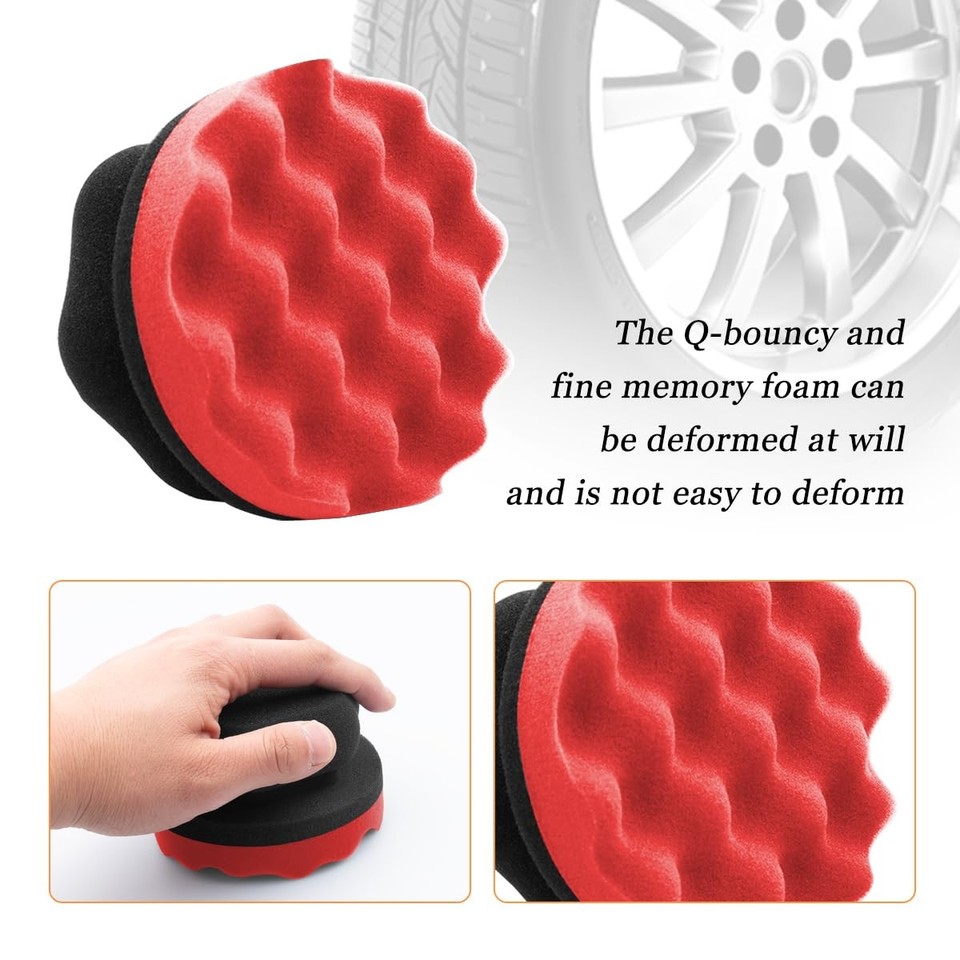 2PCS Car Tire Dressing Applicator Pads, Reusable Hex Grip Shine Red | eBay