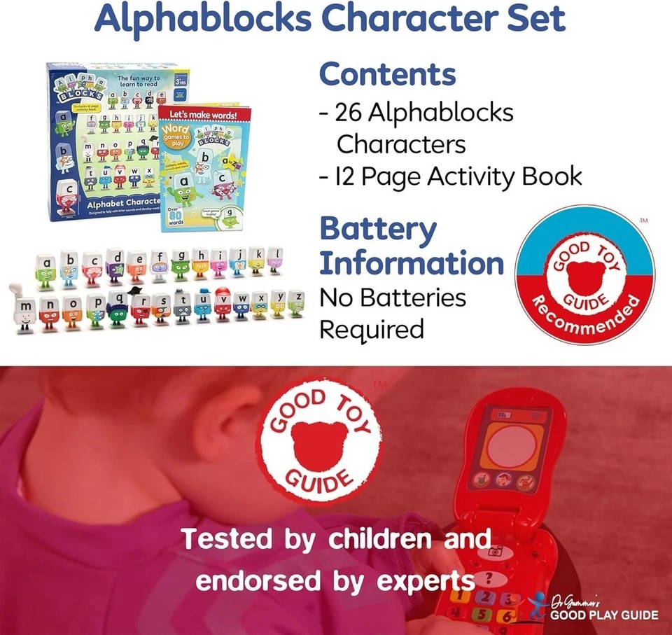 ALPHABLOCKS Alphabet Character Set for Kids Educational Toys Ages 3 and ...