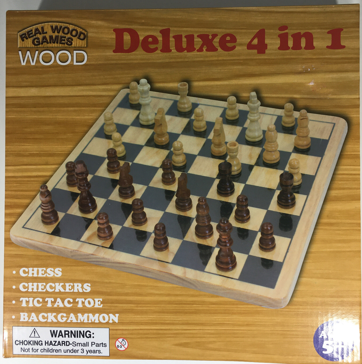 Homeware Deluxe 4-in-1 Chess Checkers Tic Tac Toe & Backgammon- for ...