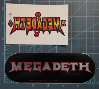 MEGADETH vintage stickers x 2, logo and tattoo, heavy metal, speed ...