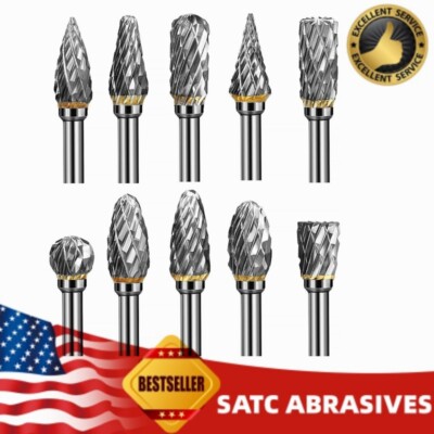 10X Tungsten Carbide Burr Bit Cutting Carving Burr 1/8" Shank Dremel ...