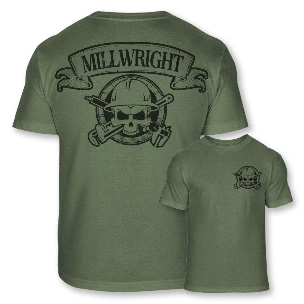 Millwright Skull Crossbones T-Shirt Mill Wright Tradesman Athletic ...