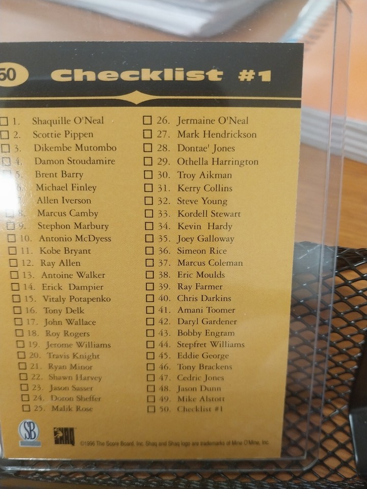 1996 Score Board All Sport PPF - Checklist #50 Shaquille O'Neal | eBay