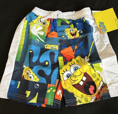 NEW Kid Boy XS SpongeBob Squarepants Swim Trunks Swimsuit Board Shorts ...