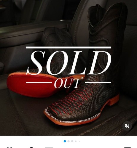 Matte Black On Red Python Cowboy Boots Size 10 Men | eBay