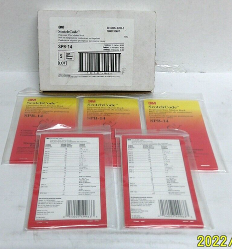 3M ScotchCode SPB-14 Wire Marker Book 5PK Vinyl Cloth White/Black 49963 ...