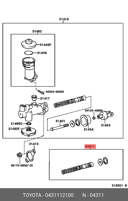 Genuine OE clutch master cylinder repair kit 0431112100 for TOYOTA ...