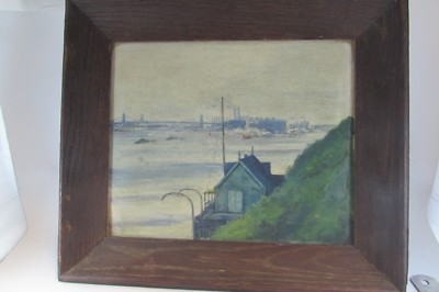 LISTED 1938 CHARLES ANDREW HAFNER OIL ON WOOD EAST RIVER NEW YORK ...