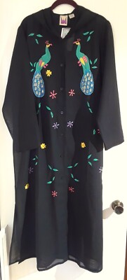 NWT Antthony Original Hooded Black Peacock L robe coat, Anthony ...