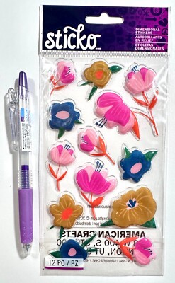 Sticko Clear Puffy Flowers Stickers Scrapbooking Card Making ...