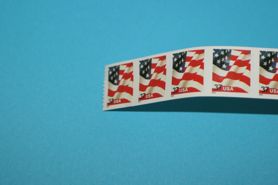 USPS 37¢ Flag Stamps 2002 Roll 100 + Roll 78 + Roll 17 + Roll 11 + Roll ...
