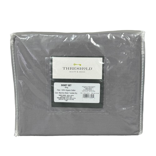 Threshold Duvet Cover Set King NWT Gray 100% Organic Cotton ...