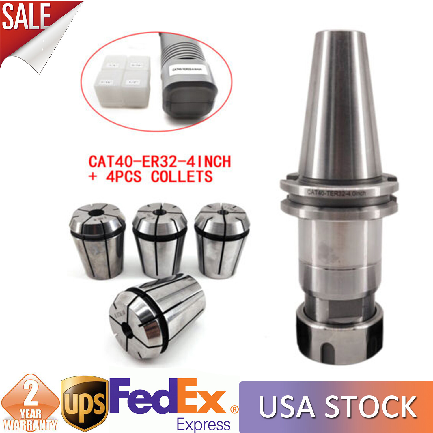 4Pcs CAT40-ER32 4-Inch Floating Tap Tapping Holder Chucks Collet Fit ...