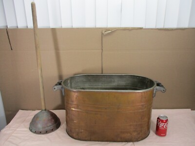 Vintage Primitive Copper Boiler Washing Tub with RARE Laundry Tub ...