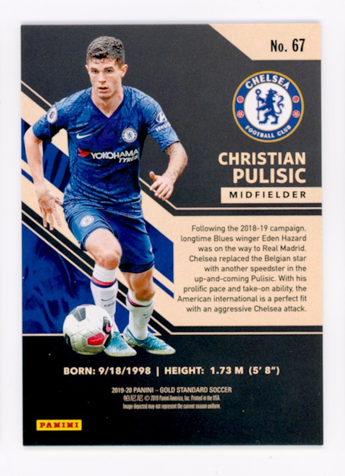2019-20 Christian Pulisic Panini Gold Standard AU Chelsea FC Soccer ...