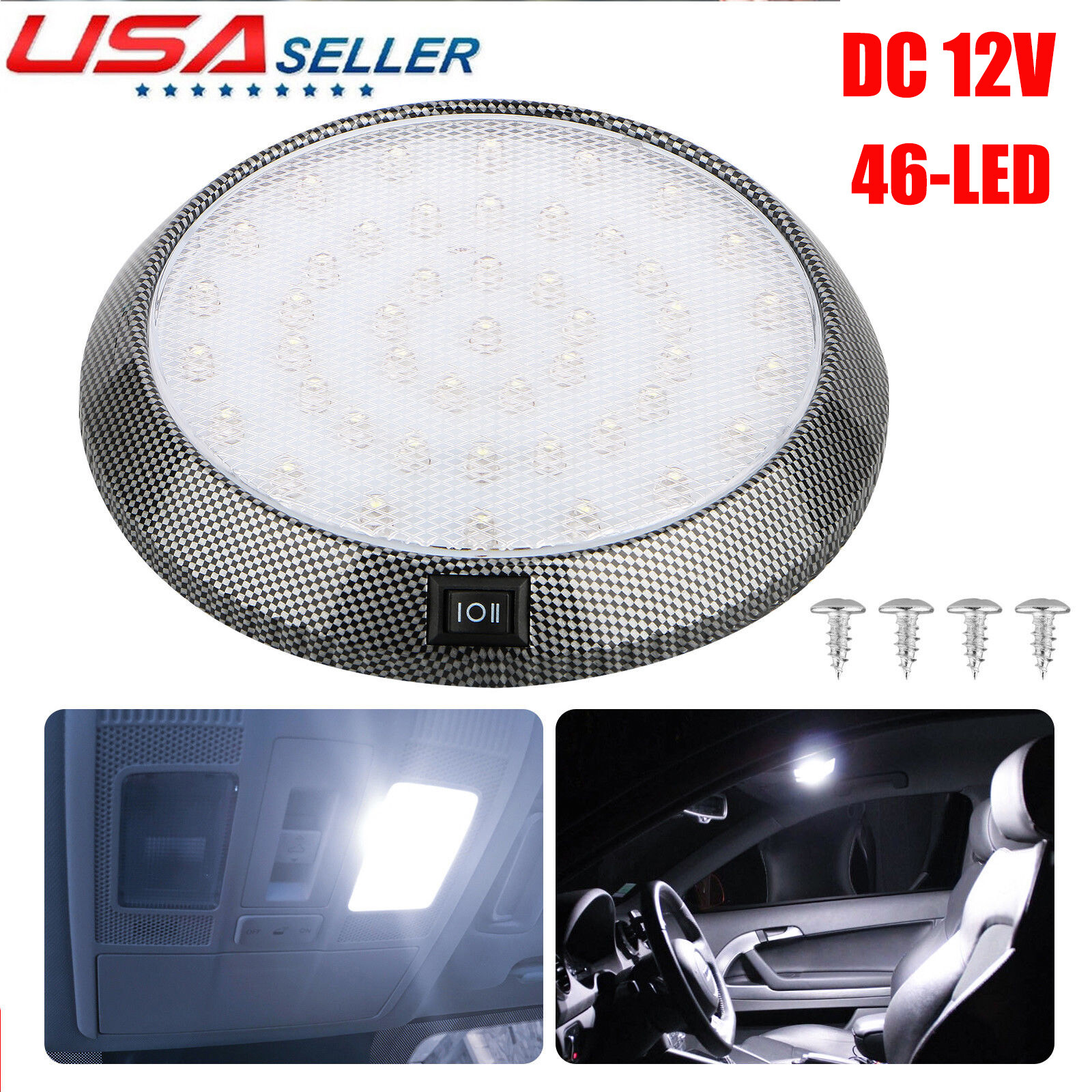 DC12V 46LED Round Car Vehicle Interior Dome Light Indoor Roof Ceiling ...