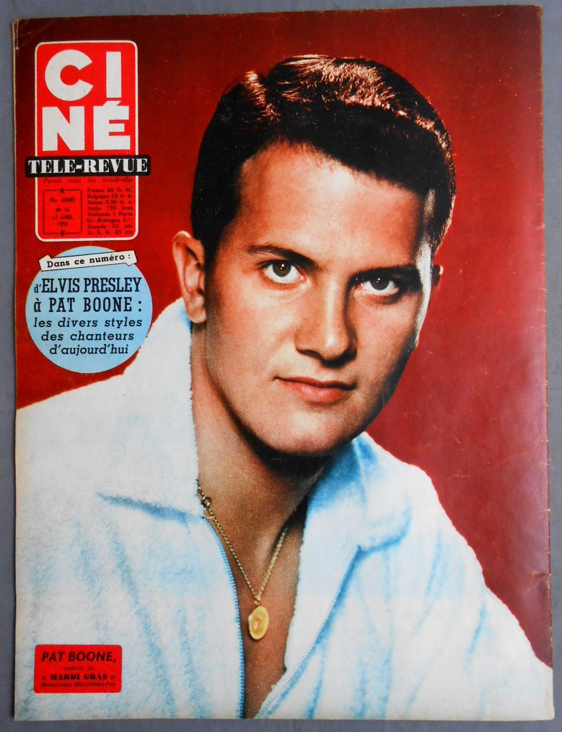 CINE REVUE 16/1959-CLAIRE BLOOM-PAT BOONE-TONY CURTIS-ALAIN DELON-ELVIS ...