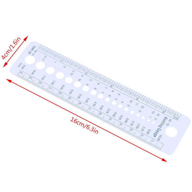 2-10mm Sew Ruler Tools Knitting Needle Gauge Inch cm Ruler Measure ...