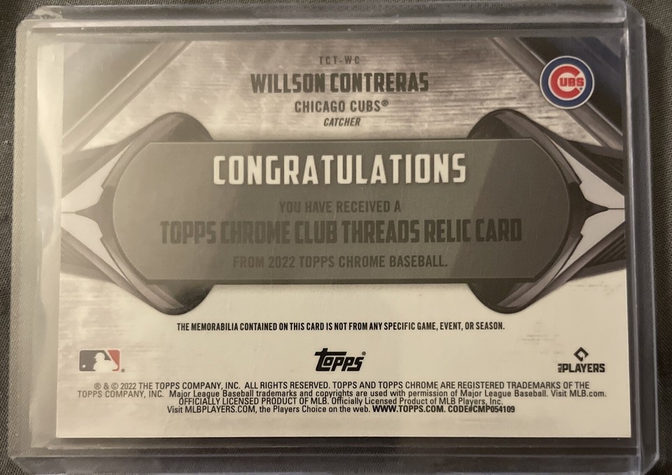 2022 Topps Chrome - Topps Chrome Authentics Relics #TCT-WC Dirty Patch ...