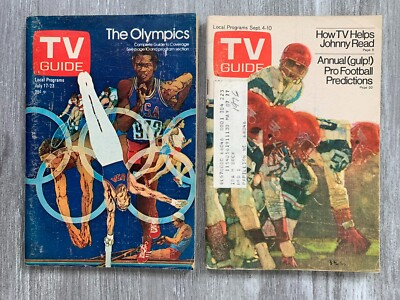 1976 July & Sept TV GUIDE Magazine VG/VG+ Olympics Guide / NFL Football ...