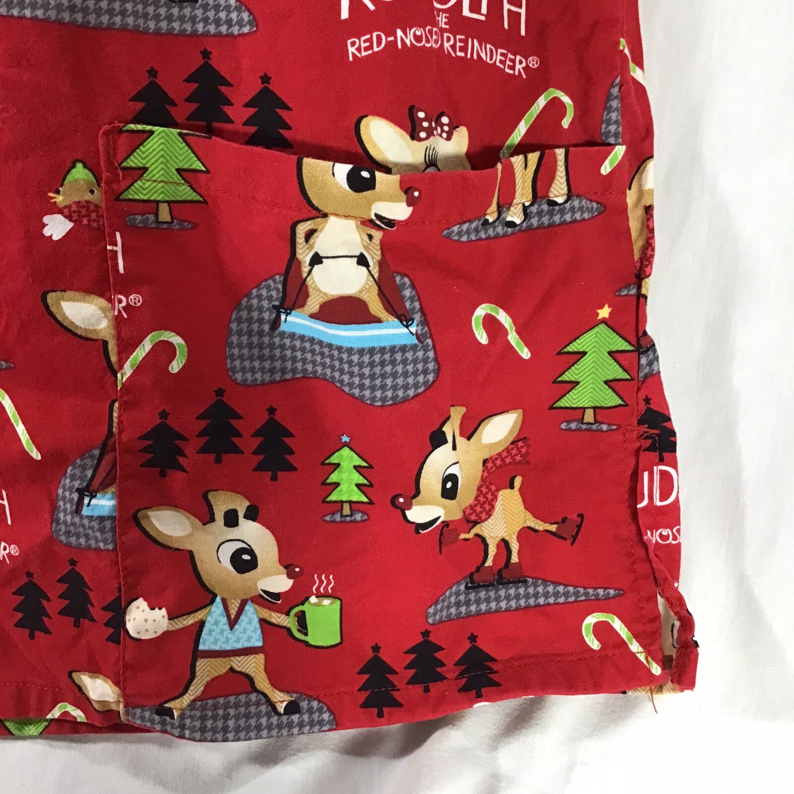 Rudolph the Red Nosed Reindeer XL Christmas Scrub Shirt Top Peds ...