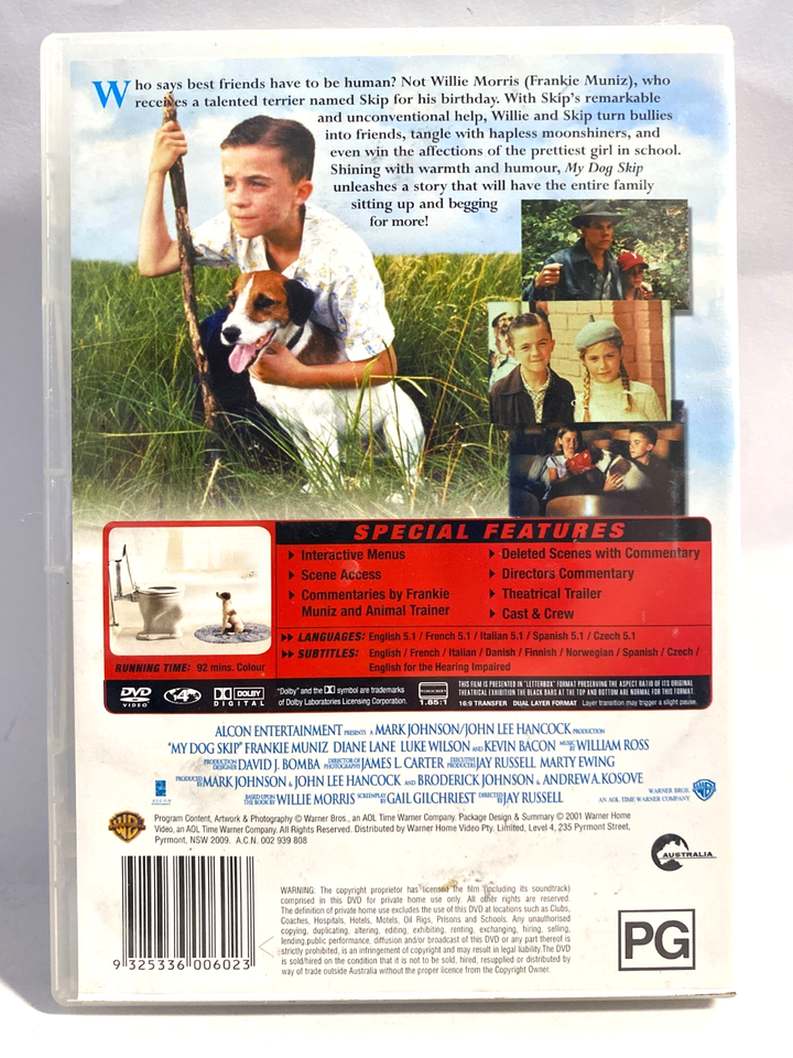 MY DOG SKIP - Frankie Muniz, Diane Lane, Luke Wilson, Kevin Bacon - DVD ...