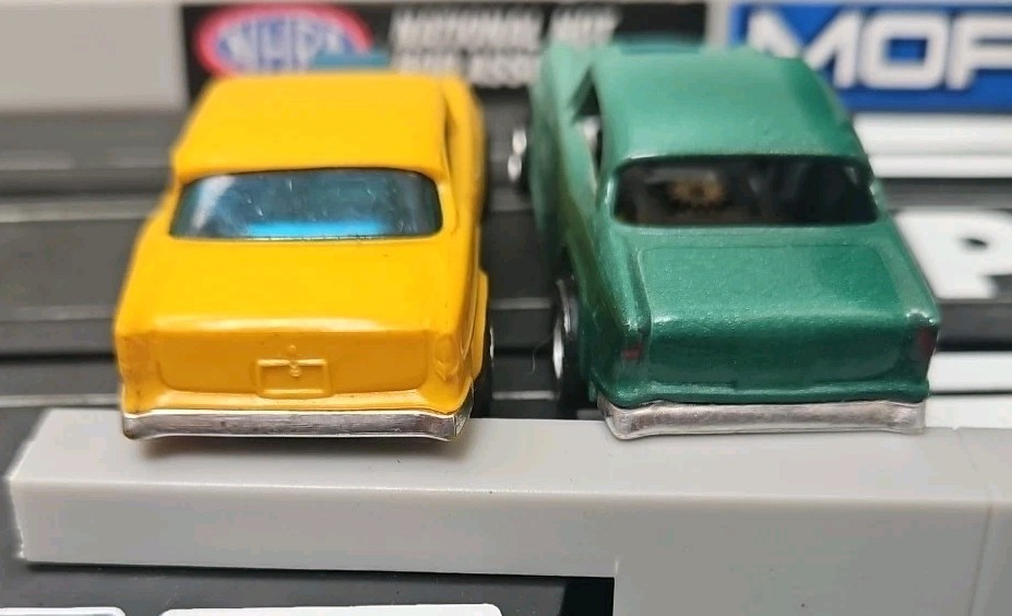 2 Aurora AFX Yellow And Green 1955 Chevy Bel Air Slot Car Body Shells ...