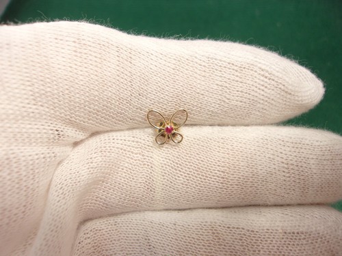 DAINTY NEAR MINT CONDITION LADY'S 14K YELLOW GOLD & RUBY BUTTERFLY STUD EARRING | eBay
