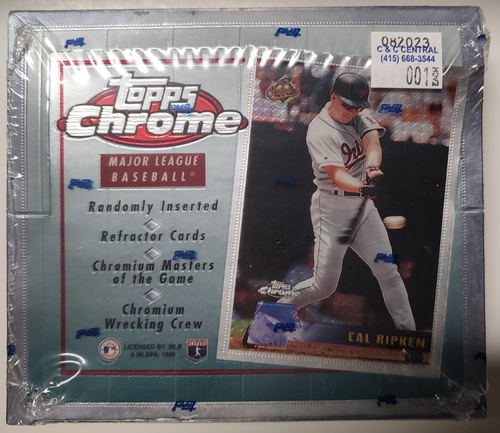 1996 TOPPS CHROME MLB BASEBALL HOBBY BOX 24 PACKS REFRACTOR CHASE JETER ...
