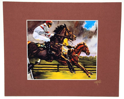 Original Art Equestrian Giclee Print Race Horse "Clearing" Sharon Crute ...