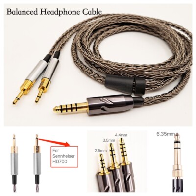 6N Occ Hifi Silver Plated Balanced Headphone Cable For Sennheiser HD700 ...