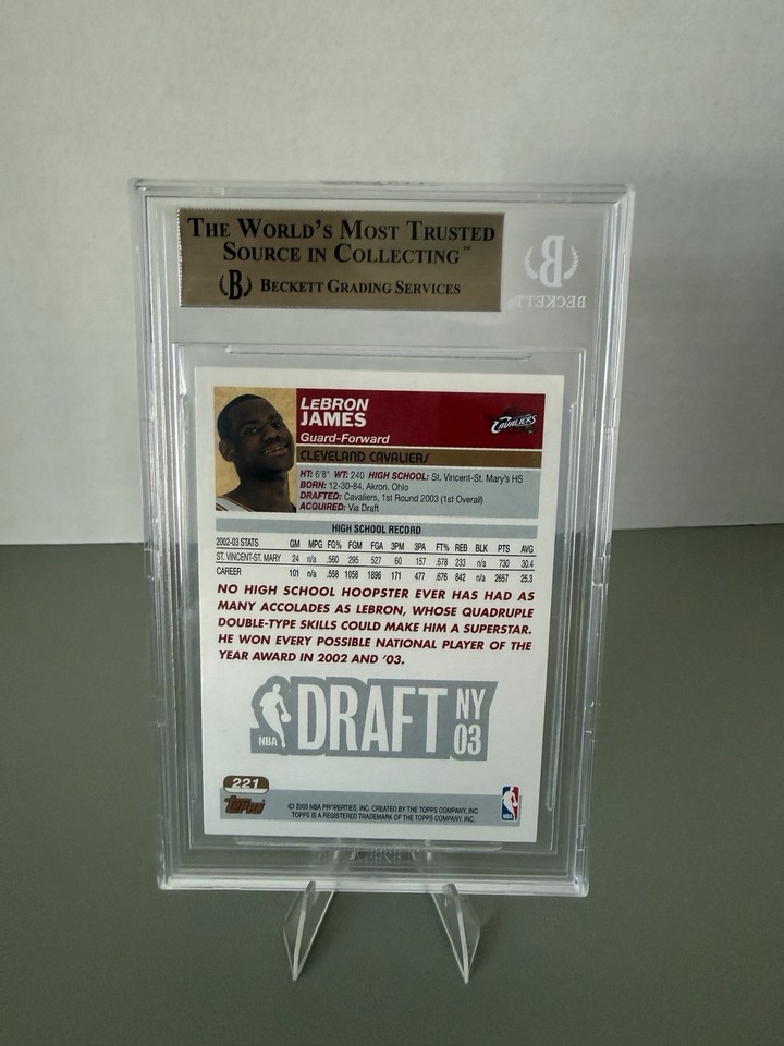 2003-04 Topps - Draft Pick LeBron James #221 RC BGS 9.5 (10 Centering ...