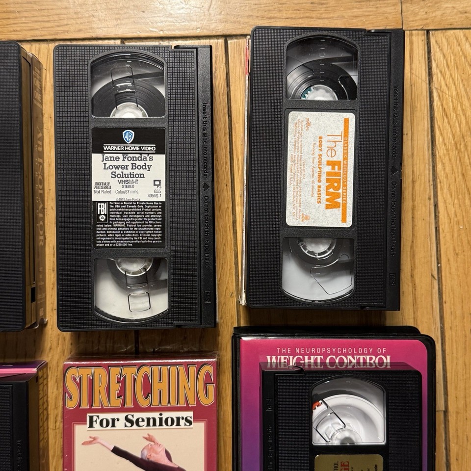 Lot of 12 VTG Exercise Workout VHS Tapes Tonin Updown Downtown Jane ...