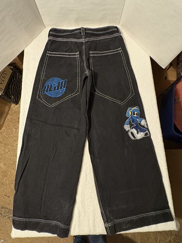 Vintage ALAB MEGA Mens Wide Leg Jeans Size 34 Rave Baggy Hip Hop Skater ...
