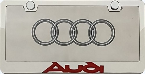 AUDI 3D CHROME EMBLEMS NOVELTY PLATE RED SCRIPT | eBay